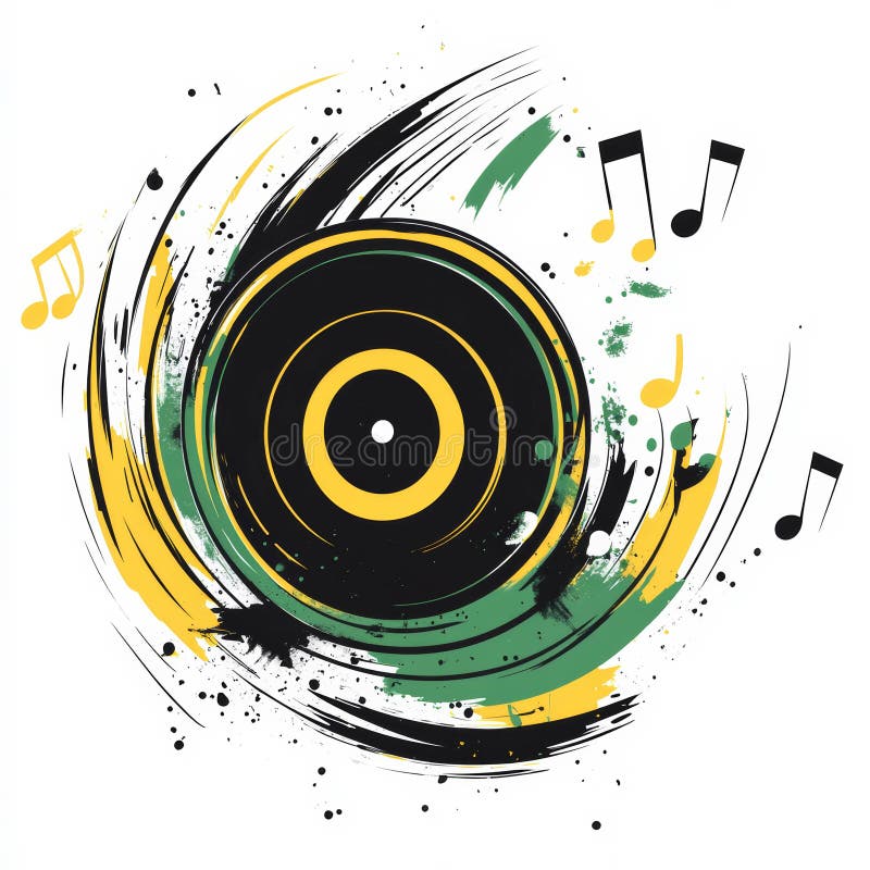 Vinyl Record and Music Notes Logo - Minimalist Vector Graphic Design ...