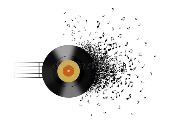 Vinyl Record and Music Notes Stock Illustration - Illustration of blank ...
