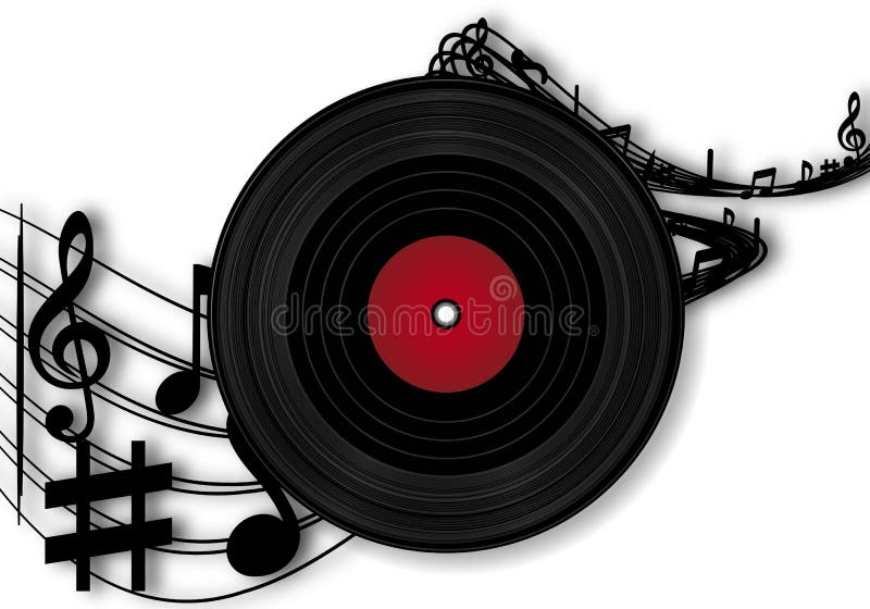 Vinyl Record and Music Notes Stock Vector - Illustration of adult ...