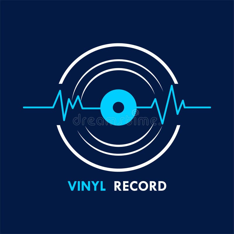 Vinyl Record Music Vector with Wave Sound Icon on Dark Background ...