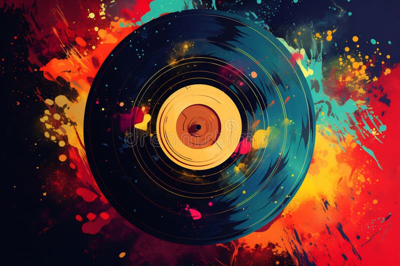 Vinyl Record with Paint Splatters Stock Image - Image of artist, crafts ...
