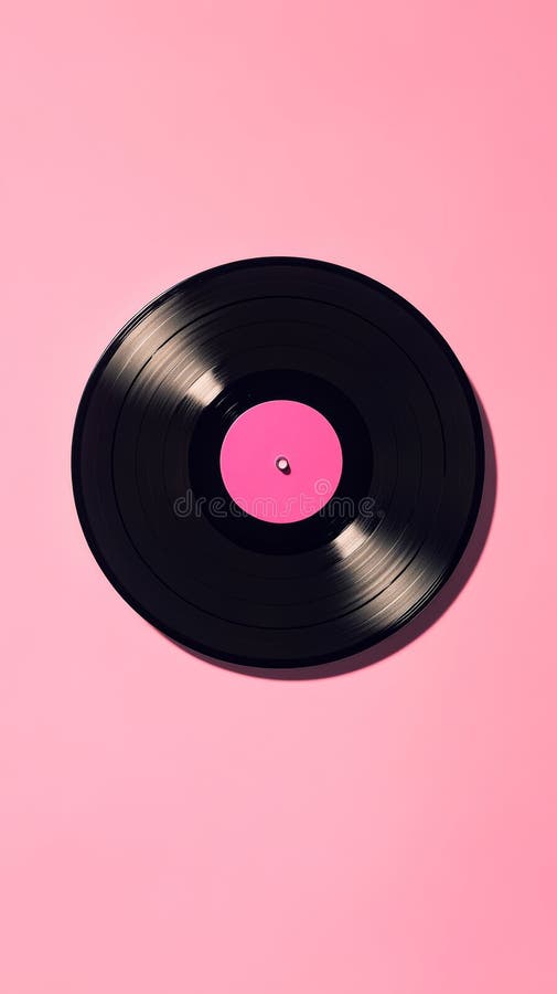 Vinyl Record with Pink Label on a Pink Background Stock Photo - Image ...
