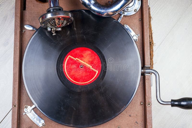 Vinyl Record Player, Bright Lights Disco-bokeh. Needle on Vinyl Record ...