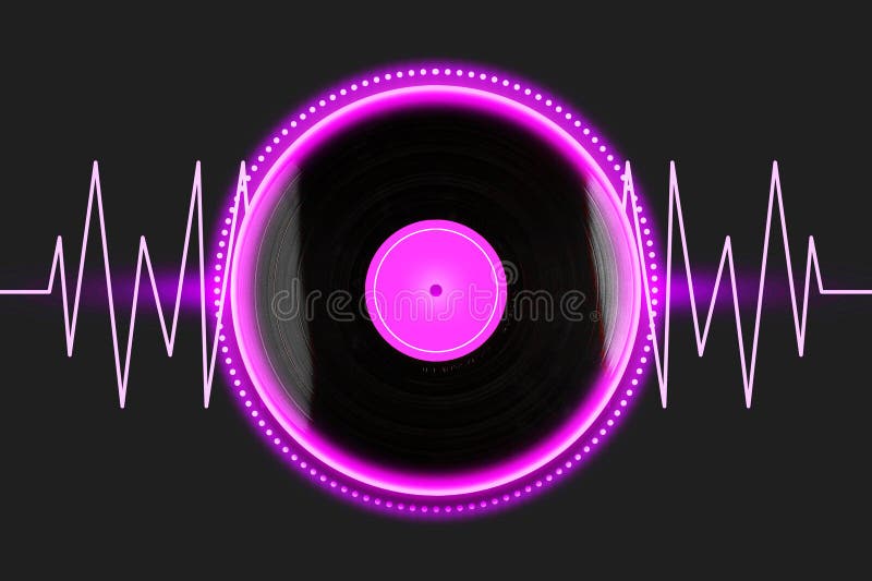 Vinyl Record Player, on Bright Pink Background. Top View Stock ...