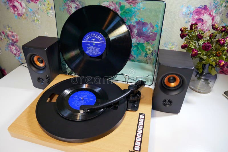 A Vinyl Record Player. Details and Close-up of the Vinyl Player ...