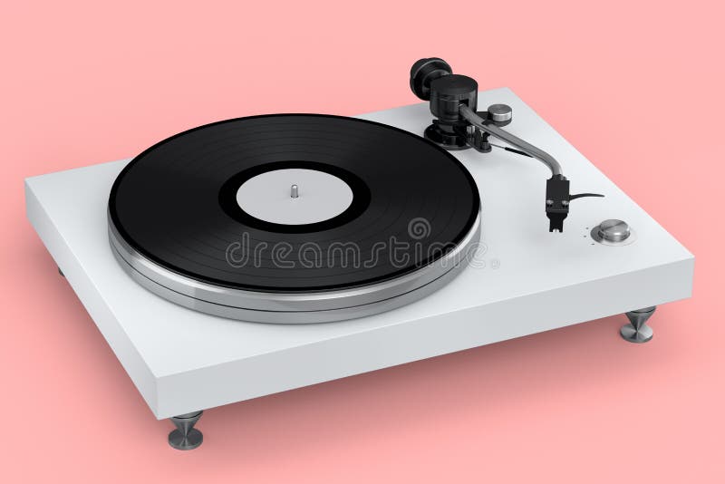 Vinyl Record Player or DJ Turntable with Retro Vinyl Disk on Pink ...