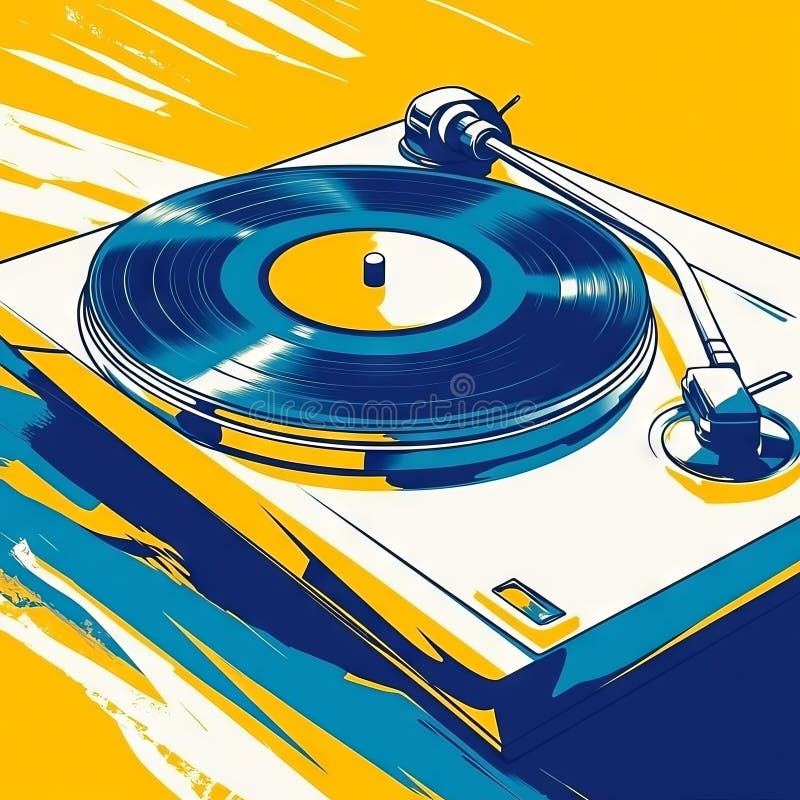 Vinyl Record Player Featuring an Abstract Paint Splatter Design with a ...