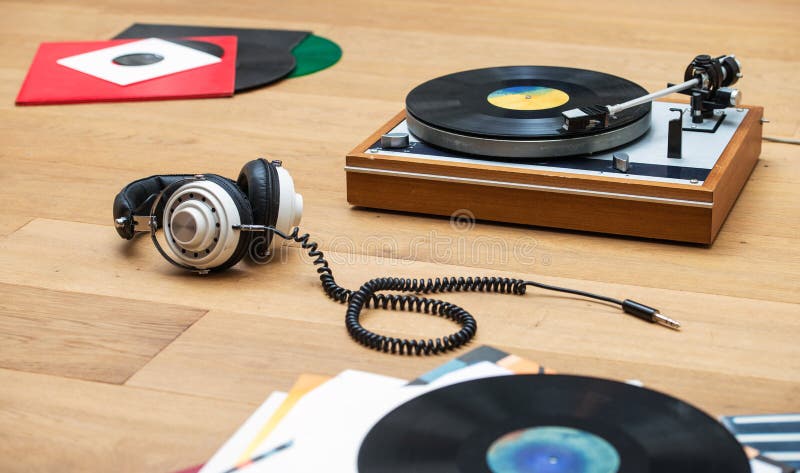Vinyl Record Player and Head Set Stock Photo - Image of analogue ...