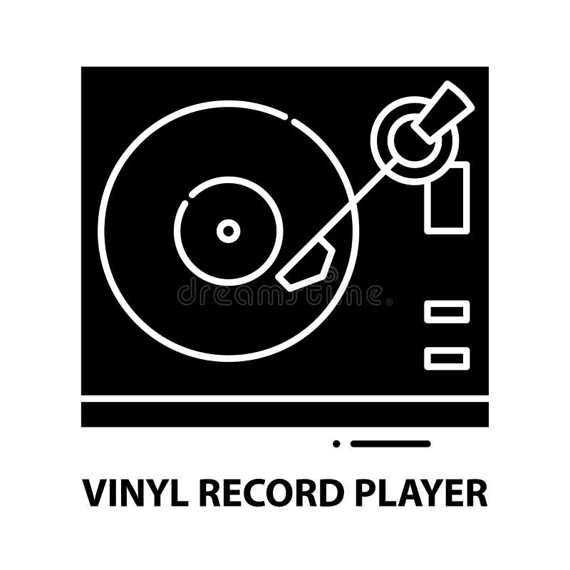 Vinyl Record Player Icon, Black Vector Sign with Editable Strokes ...