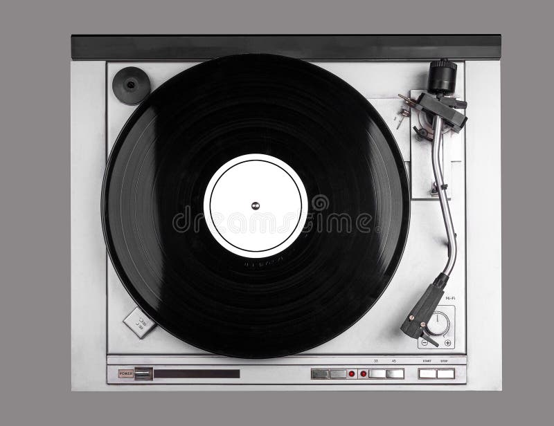 Vinyl Record Player Isolated in Grey Background. Top View Stock Image ...