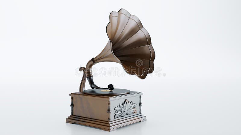 Vinyl Record Player Isolated on White Background, Stock Illustration ...