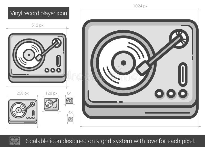 Vinyl Record Player Line Icon. Stock Vector - Illustration of manual ...