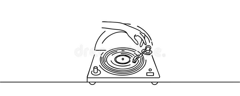 Vinyl Record Player in One Line Style. Continuous Line Drawing of Vinyl ...