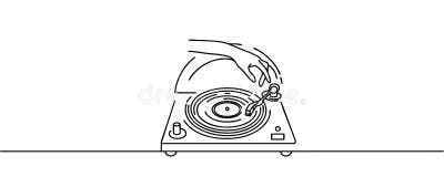 Vinyl Record Player in One Line Style. Continuous Line Drawing of Vinyl ...