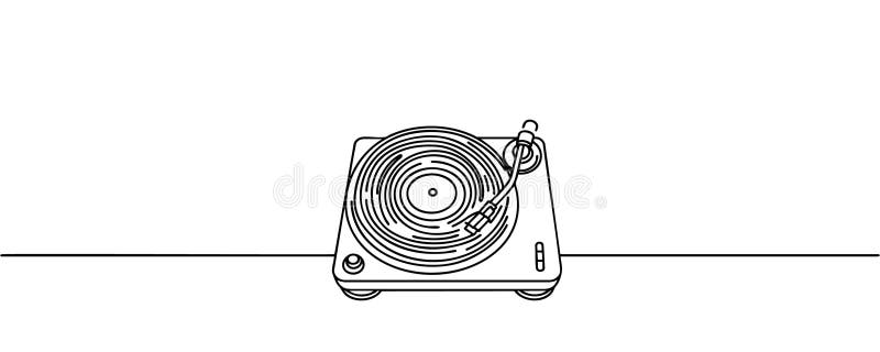 Vinyl Record Player in One Line Style. Continuous Line Drawing of Vinyl ...