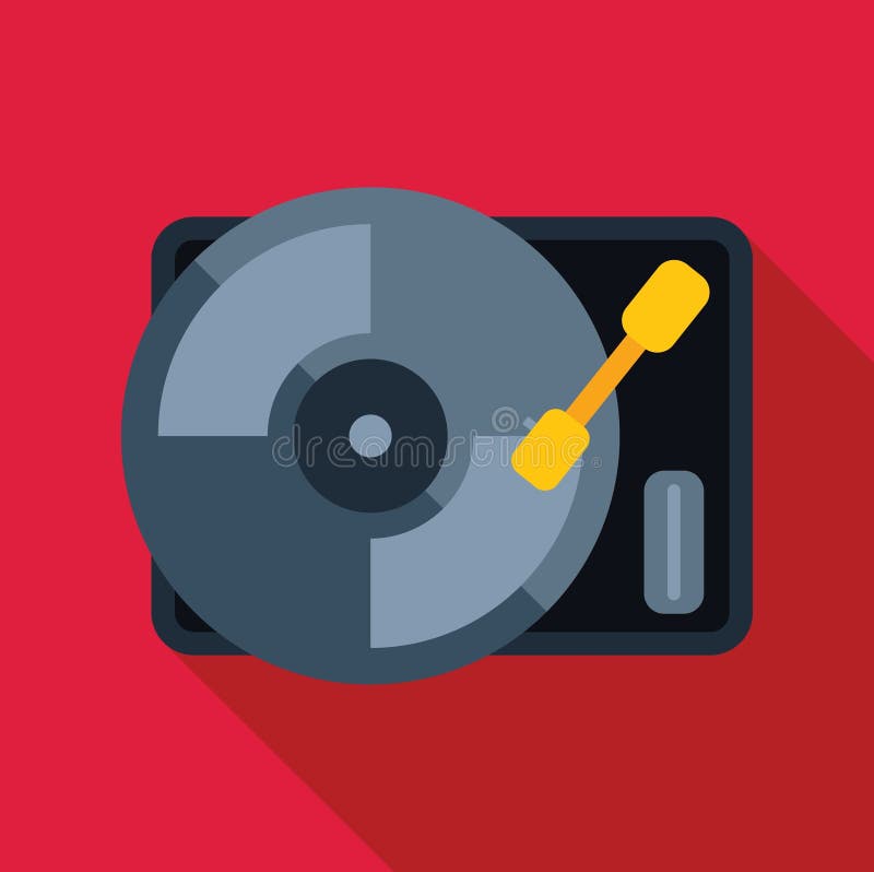 Vinyl Record Player Playing Music on Red Background Stock Vector ...