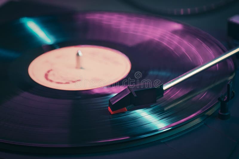 Vinyl Record Player is Playing Sound from LP Album. Stock Image - Image ...