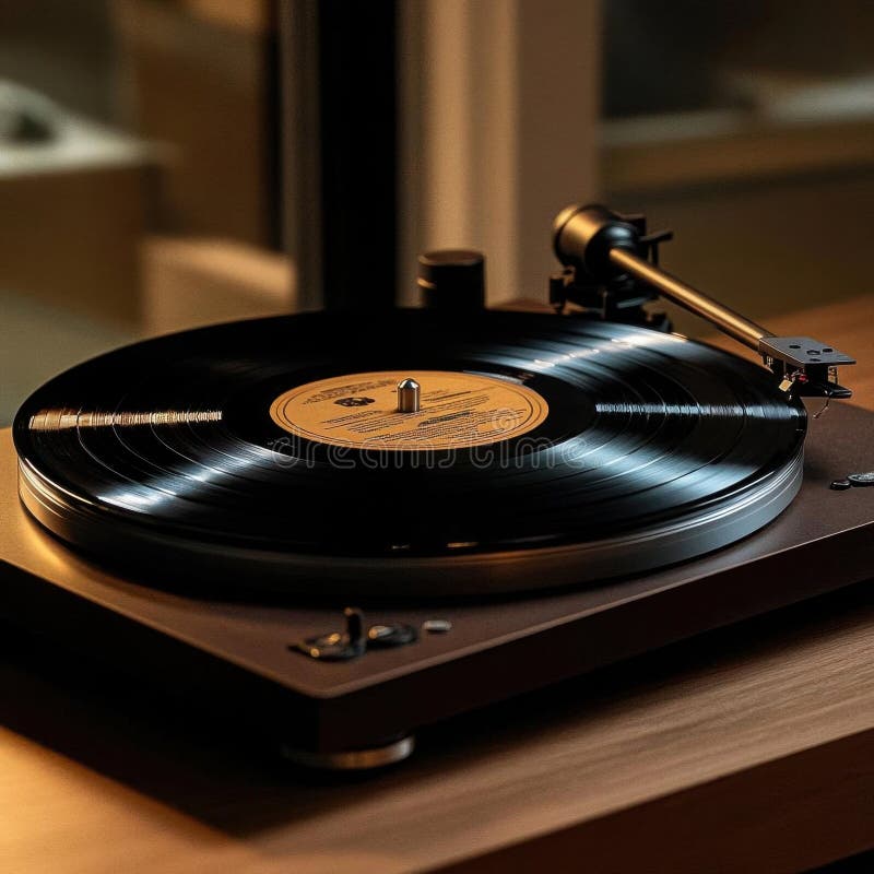 Vinyl Record Player with Rotating Turntable Stock Illustration ...