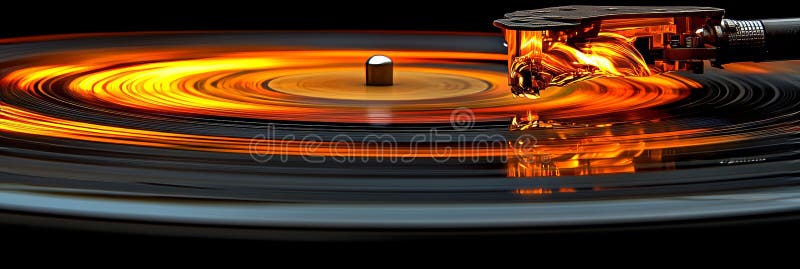 Vinyl Record Player with Spinning Disc and Dramatic Lighting, Music and ...