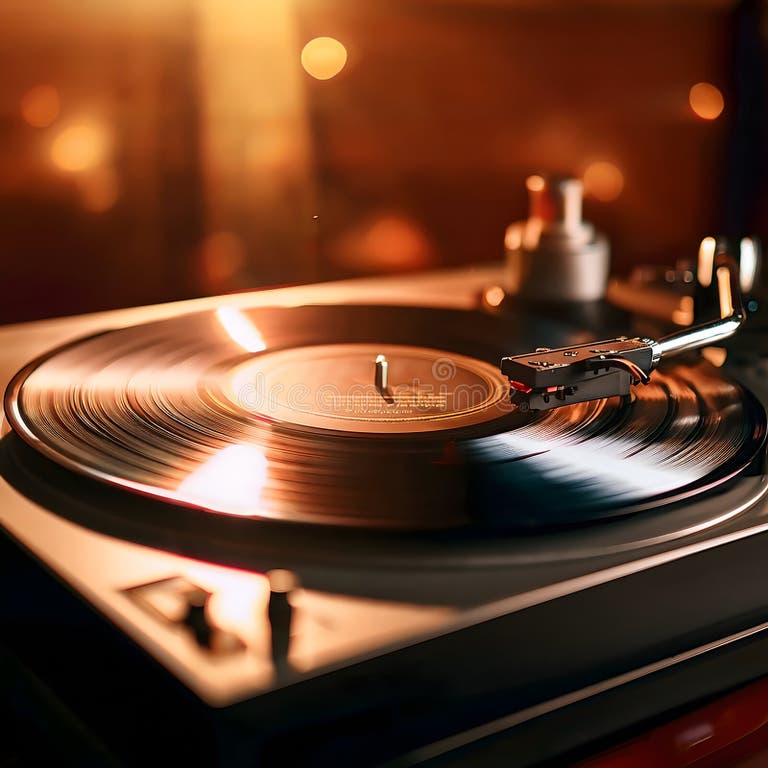 Vinyl Record Player: Warm Lighting Stock Illustration - Illustration of ...