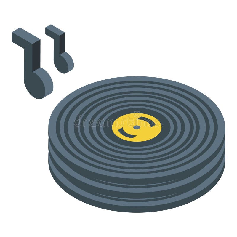 Vinyl Record Playing Music with Notes Isometric Icon Stock Vector ...