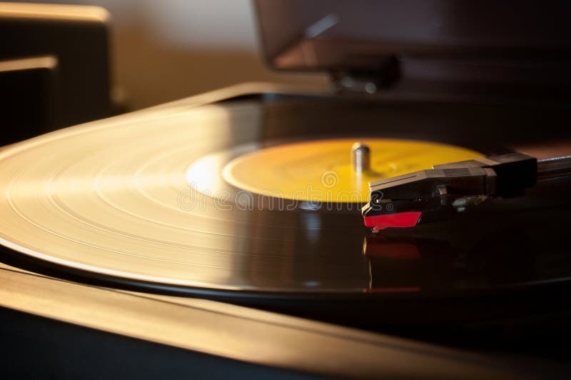 Vinyl Record Playing on Retro Record Player. Stock Photo - Image of ...