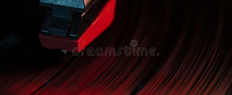 Vinyl Record Playing on a Turntable with Red Light Stock Illustration ...