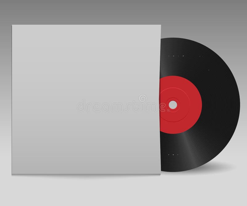 Vinyl Record with Red Label and White Cover for Your Design Stock ...