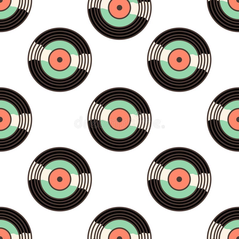 Vinyl Record Seamless Pattern. Illustration in Cartoon Style Stock ...