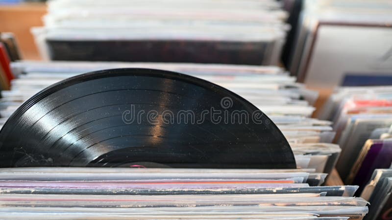 Vinyl Record Seen Sticking Out of Stack Stock Image - Image of library ...