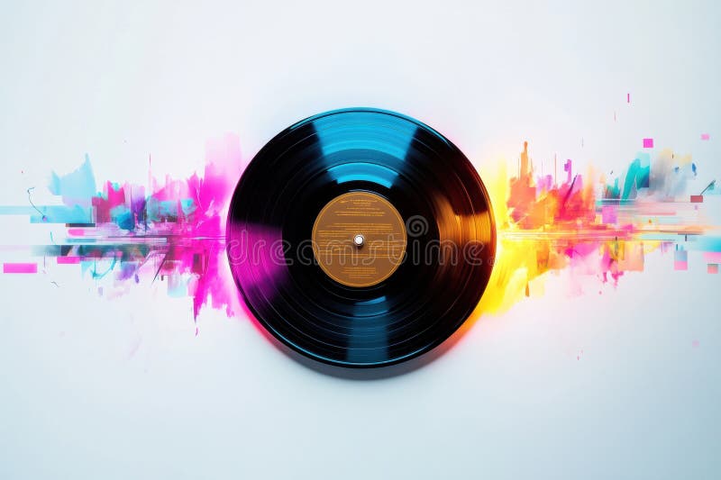 Vibrant Vinyl Record with Colorful Sound Waves Emanating from the ...