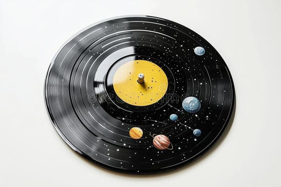 Vinyl Record with Solar System Painted on it Ai Photo Stock ...