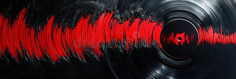 Vinyl Record Texture with Dynamic Soundwave Ripples in Black and Red ...