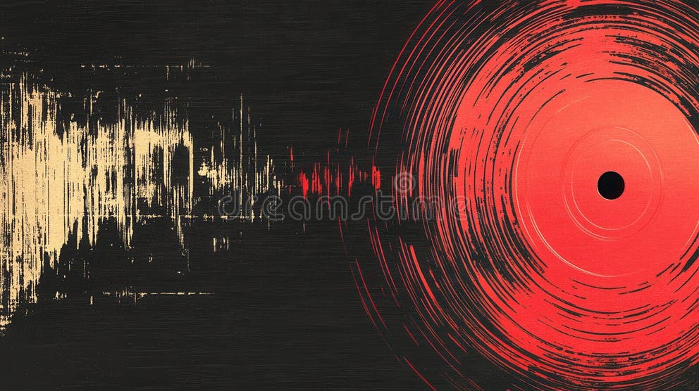 Vinyl Record Texture Featuring Dynamic Soundwave Ripples in Bold Black ...
