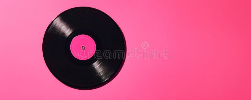 Vinyl Record on Vibrant Pink Background Stock Photo - Image of color ...
