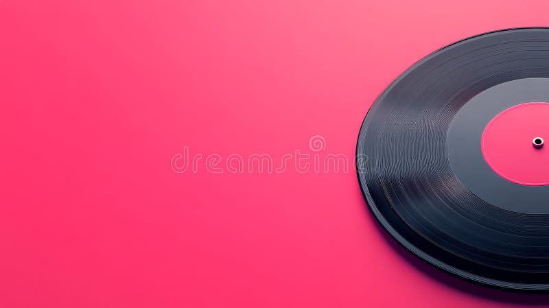 Vinyl Record on Vibrant Pink Background, Retro Music Concept Stock ...