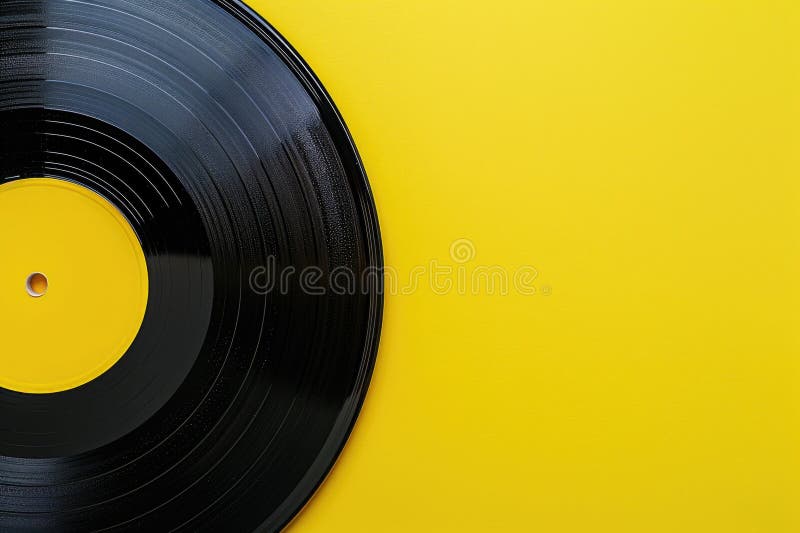 Vinyl Record on Yellow Background Stock Image - Image of music, analog ...