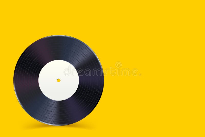 Vinyl record on yellow 1 stock vector. Illustration of retro - 79706066