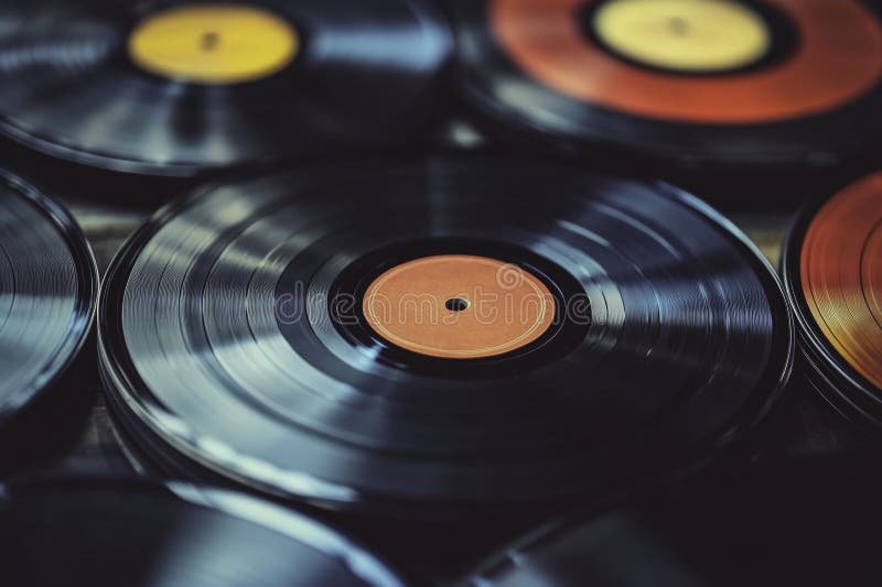 Vinyl Records Background in Retro Style Stock Image - Image of retro ...