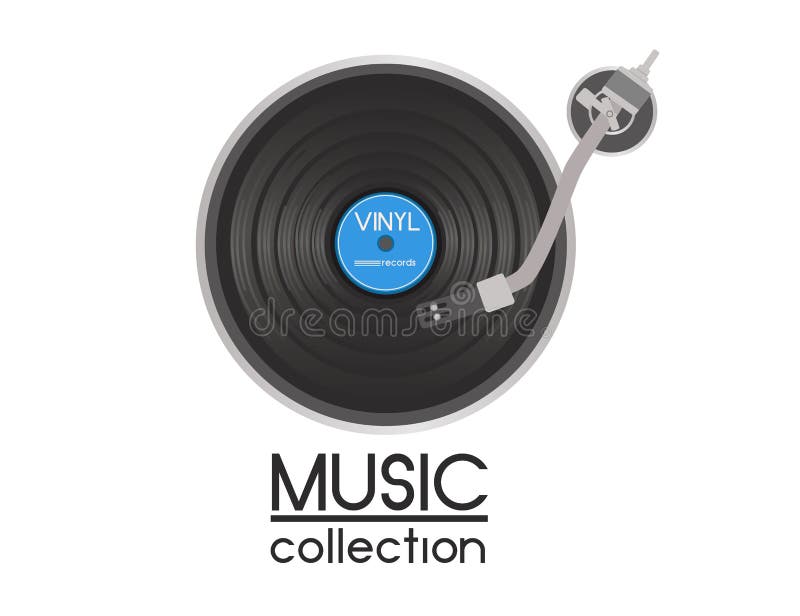 Vinyl Records with Colorful Label Vector Illustration Isolated on White ...