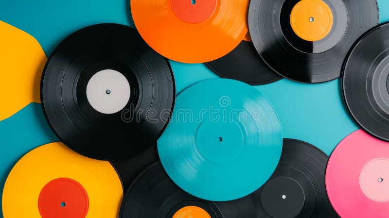 Vinyl Records Flat Lay: a Classic Musical Background Stock Photo ...