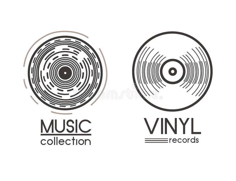 Vinyl Records with Label Vector Illustration Isolated on White ...