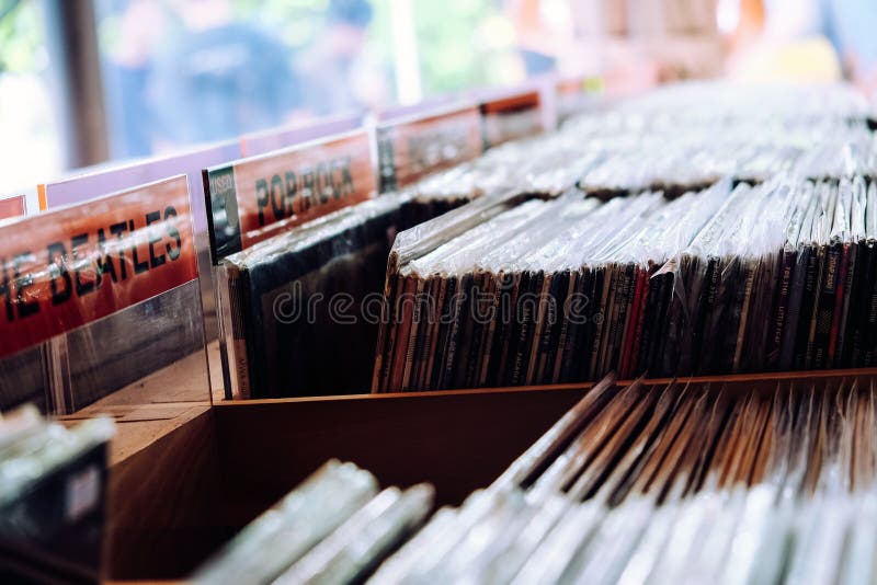 Vinyl Records at Record Store Stock Image - Image of music, play: 261337719