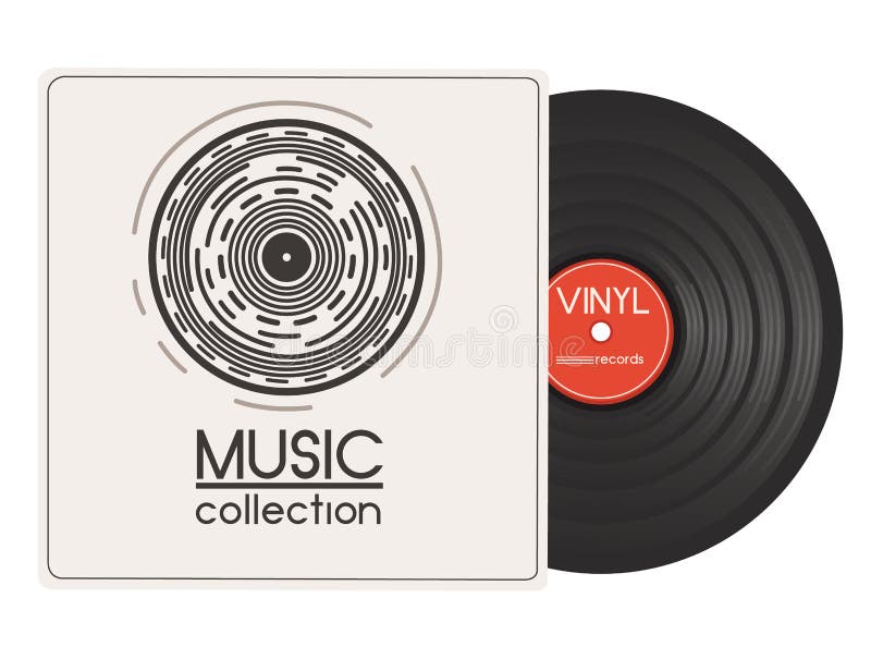Vinyl Records with Red Label and Paper Box Vector Illustration Isolated ...
