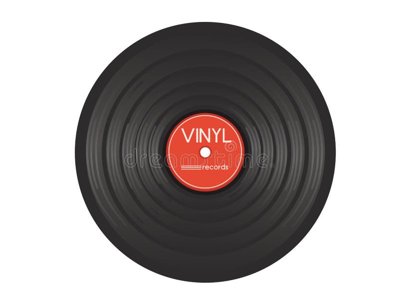Vinyl Records with Red Label Vector Illustration Isolated on White ...