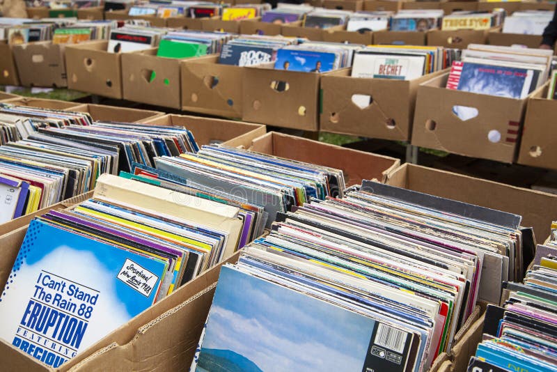 Vinyl records for sale editorial stock photo. Image of disco - 176385678