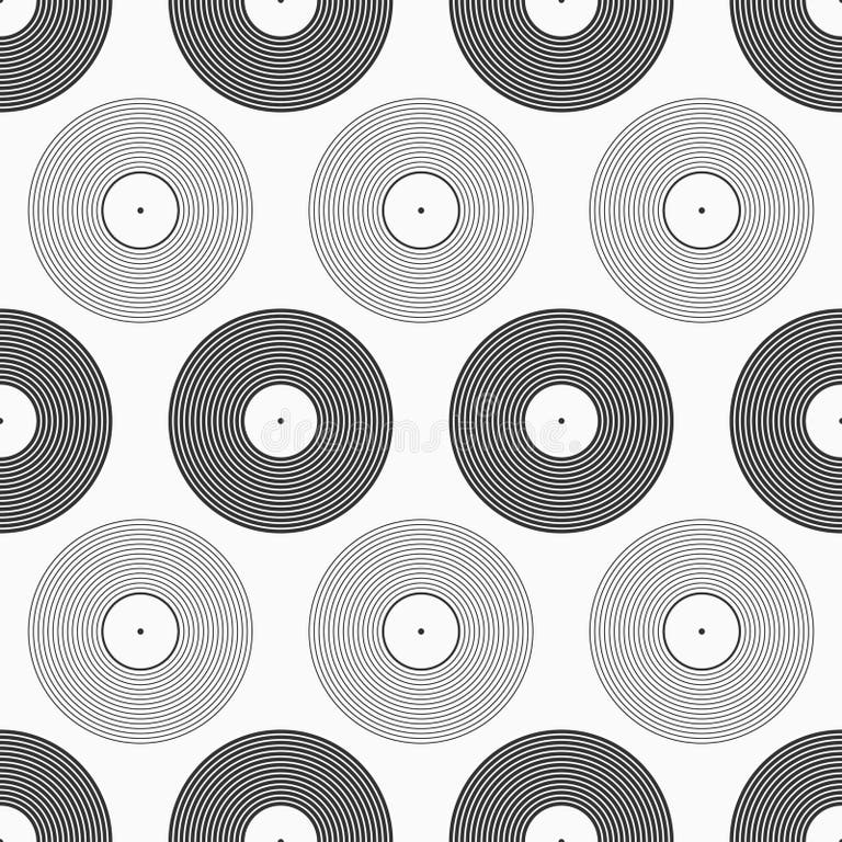 Vinyl Records Seamless Pattern. Vector Vinyl Record Discs Outline ...