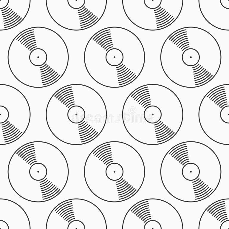 Vinyl Records Seamless Pattern. Vector Vinyl Record Discs Outline ...