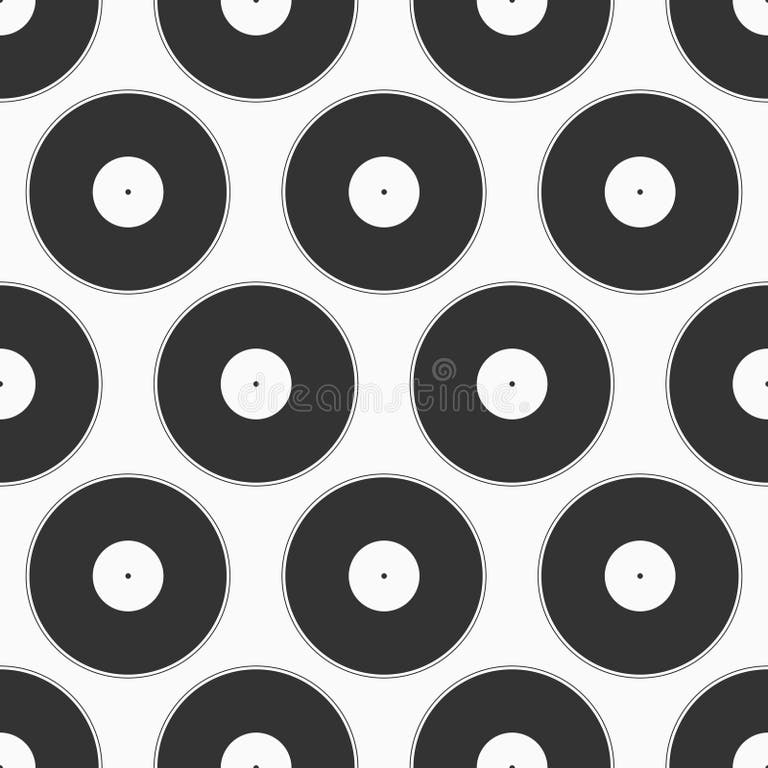 Vinyl Records Seamless Pattern. Vector Vinyl Record Discs Simple Flat ...