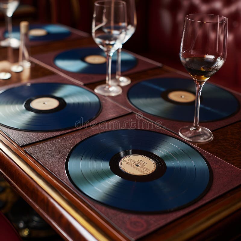 Vinyl Records on the Table in a Restaurant. Selective Focus Stock ...